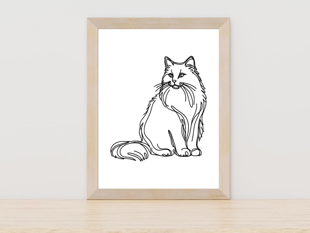 Cat Line Art - Etsy