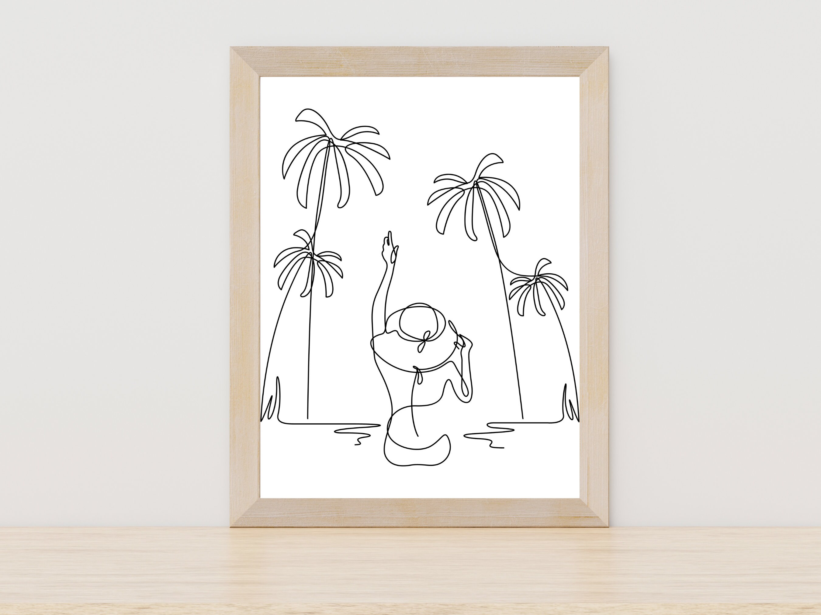 Minimalist Landscape Line Art Sea Ocean Island Printable - Etsy