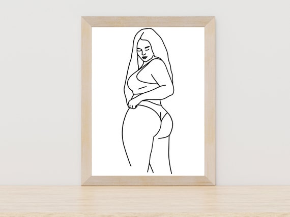 Body Positive Line Art Print Curvy Woman Body Art Minimal Etsy