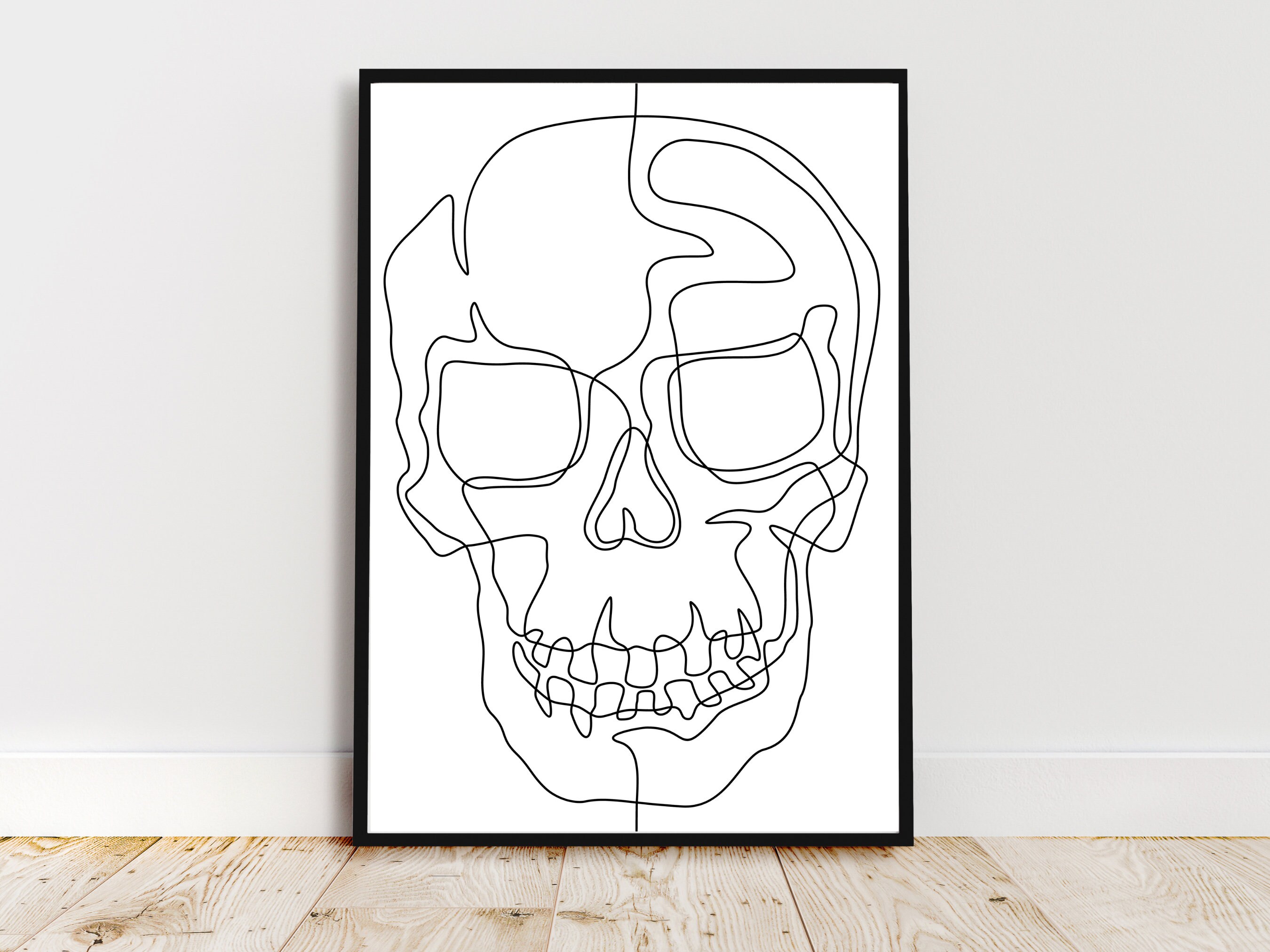 Skull Line Art Abstract Skull Line Art Skull Print Halloween Wall Art ...