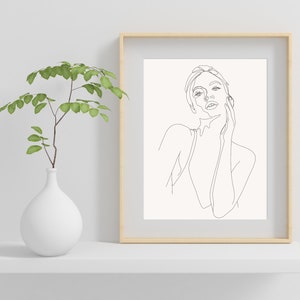 Minimalist Female Line Art Drawing, Woman Line Art Print, Female Line ...