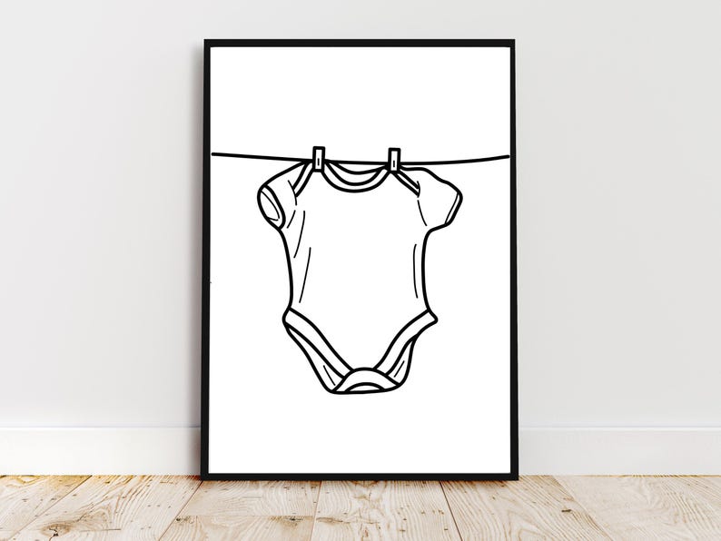 Baby Onesie Line Art, Nursery Line Art, Nursery Wall Decor, Baby ...