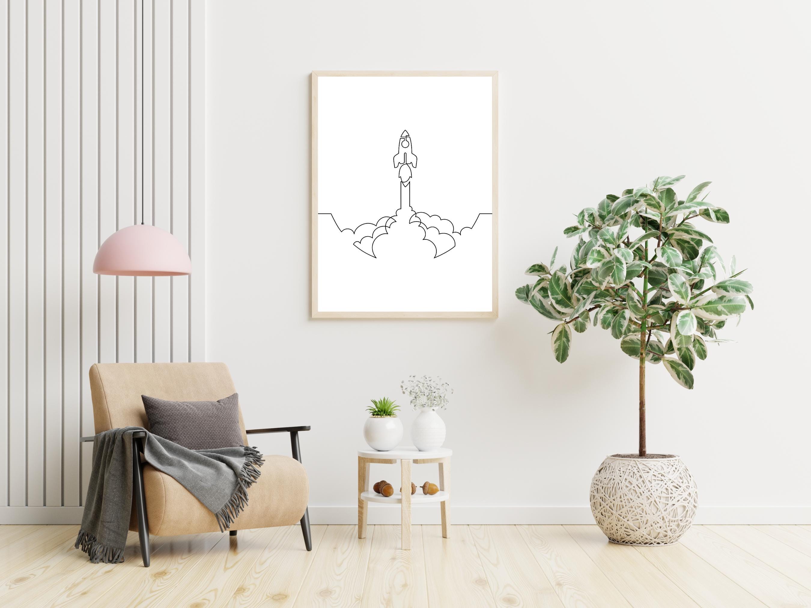Spaceship Line Art - Etsy