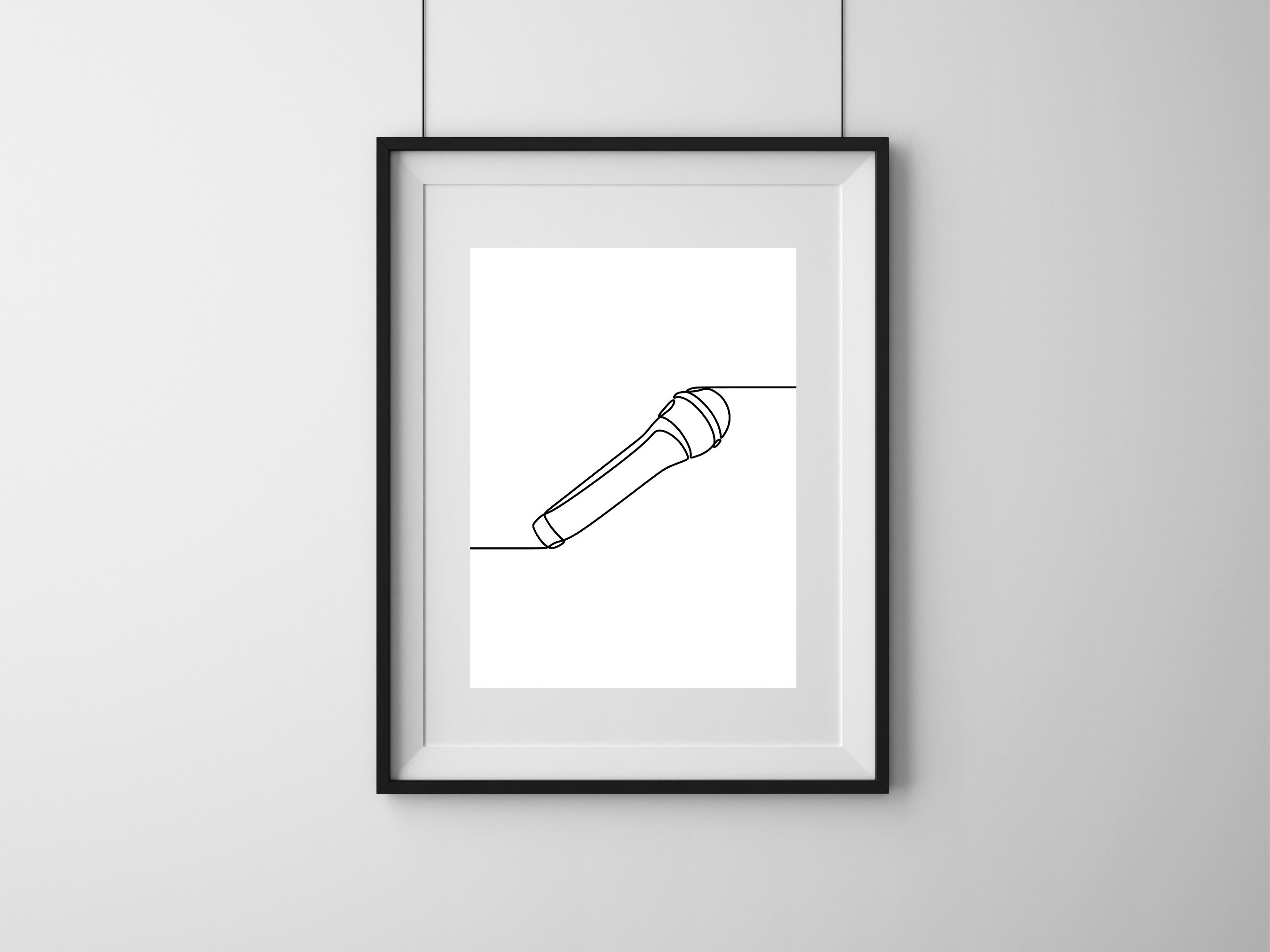 Microphone Line Art Microphone Minimalist Wall Art - Etsy