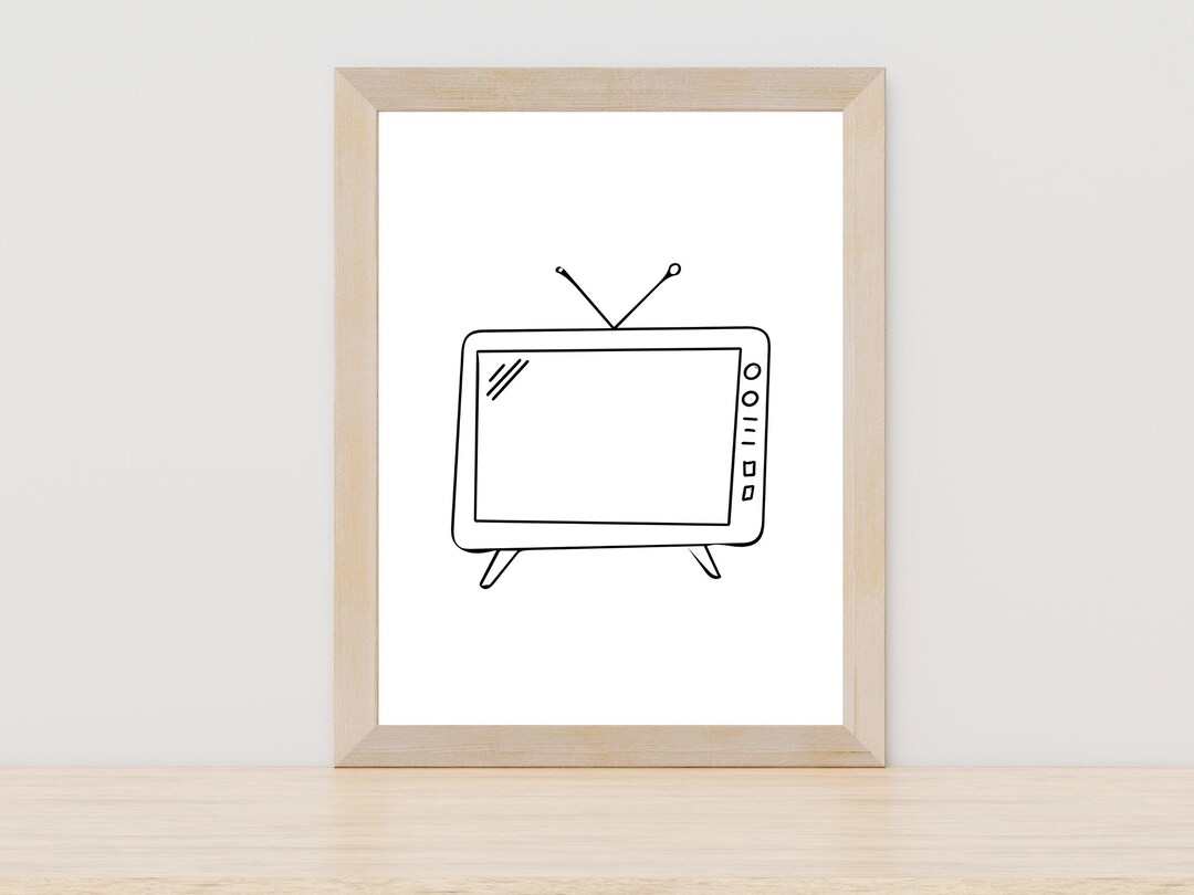 TV Line Art, Television Line Art, TV Sketch, Sketch of Television, Gift ...