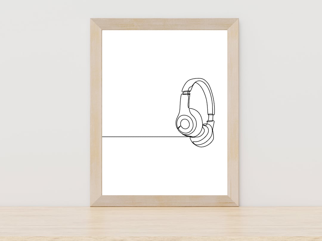 Minimalist Headphones Line Art Music Print Earphones Printable Headset ...
