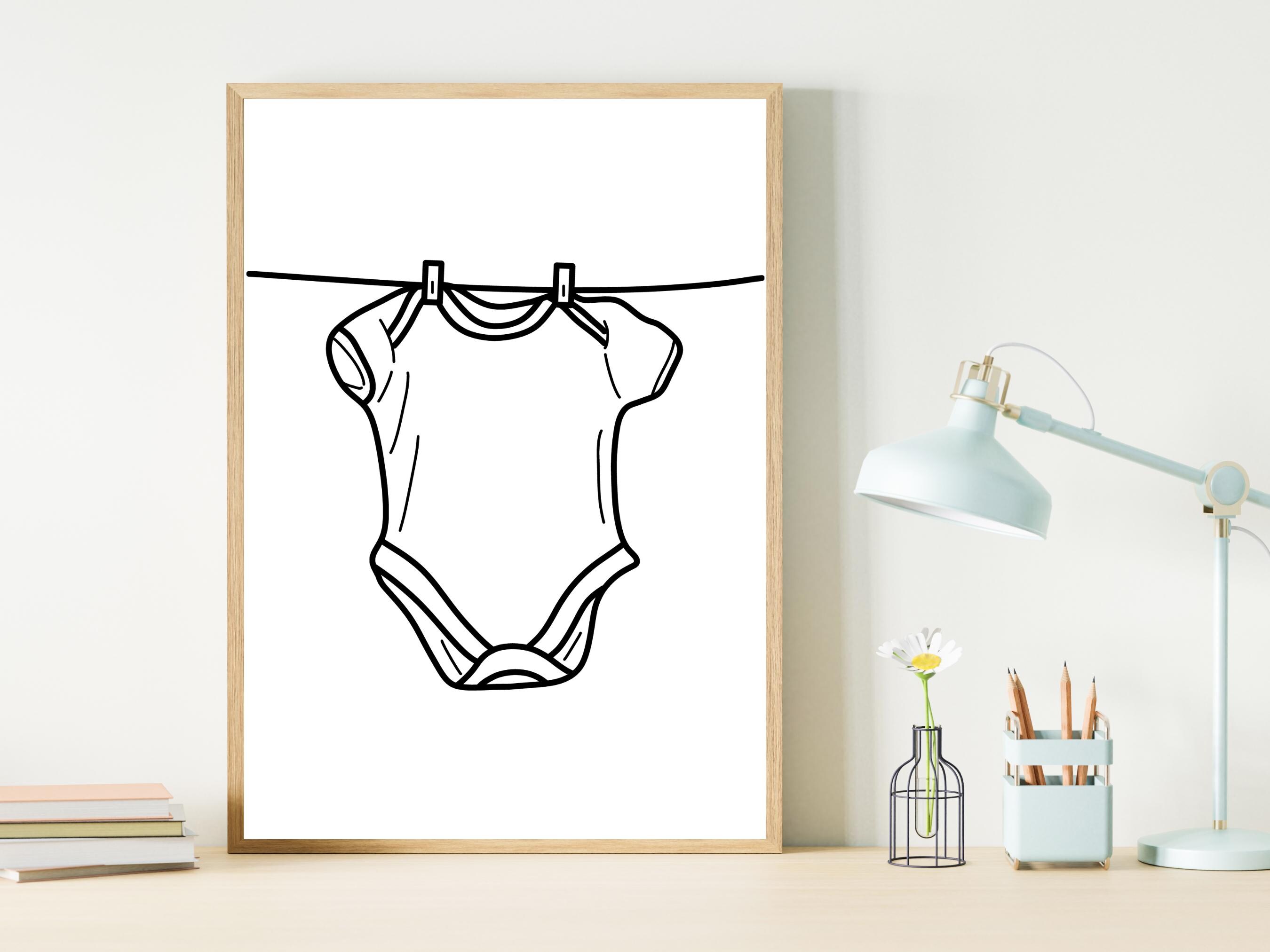 Baby Onesie Line Art, Nursery Line Art, Nursery Wall Decor, Baby ...