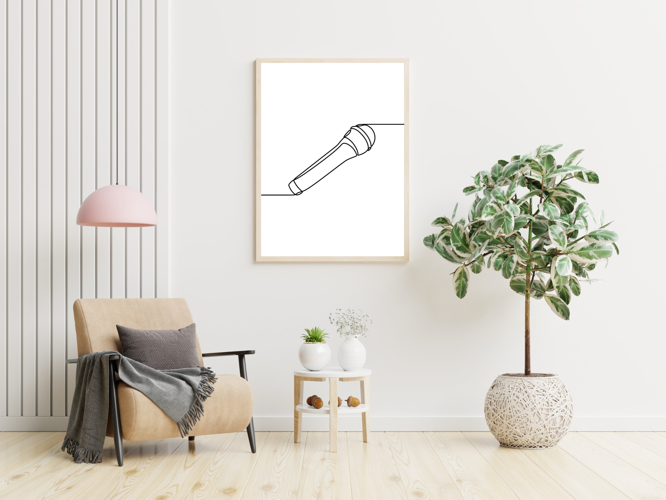 Microphone Line Art Microphone Minimalist Wall Art - Etsy