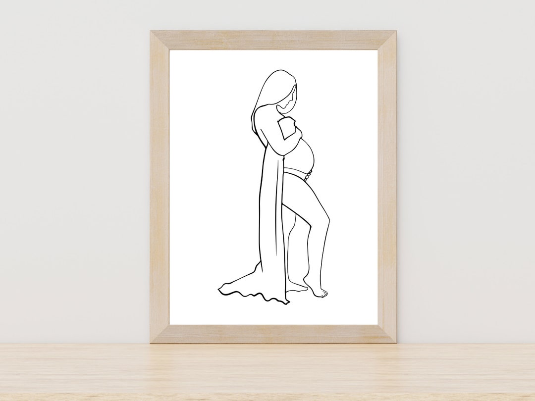 Pregnancy Line Art, Pregnant Wall Art, Pregnant Mom Gift, Pregnancy ...