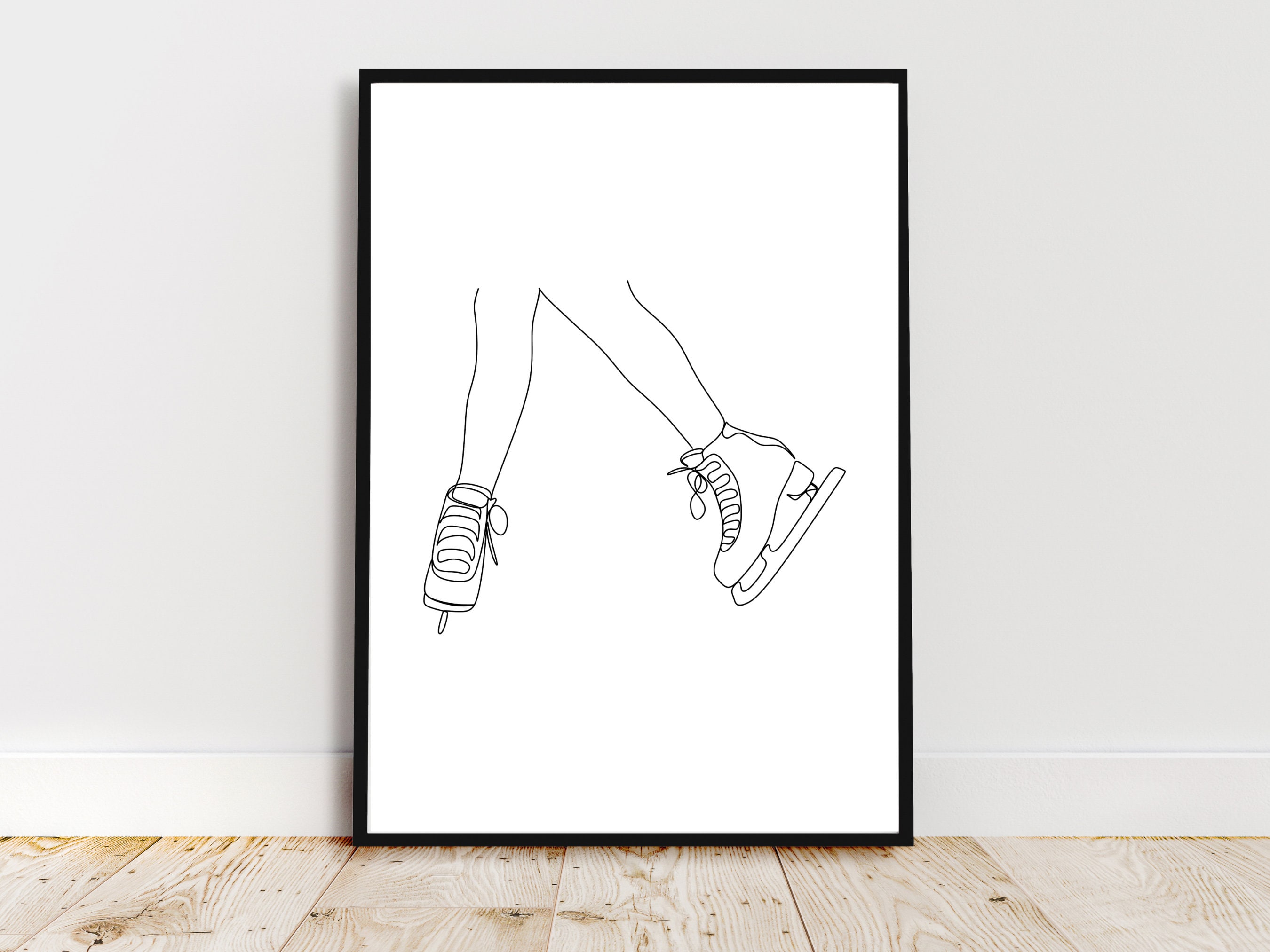 Ice Skater Line Art, Ice Sport Lovers Print, Ice Skating Drawing ...