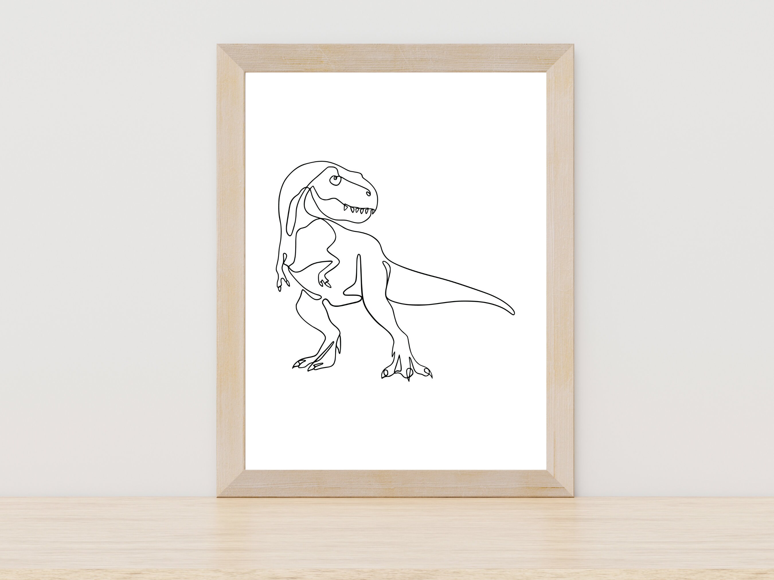 Dinosaur Line Art Tyrannosaurus Rex Doodle Boys Room Decor Nursery Wall ...