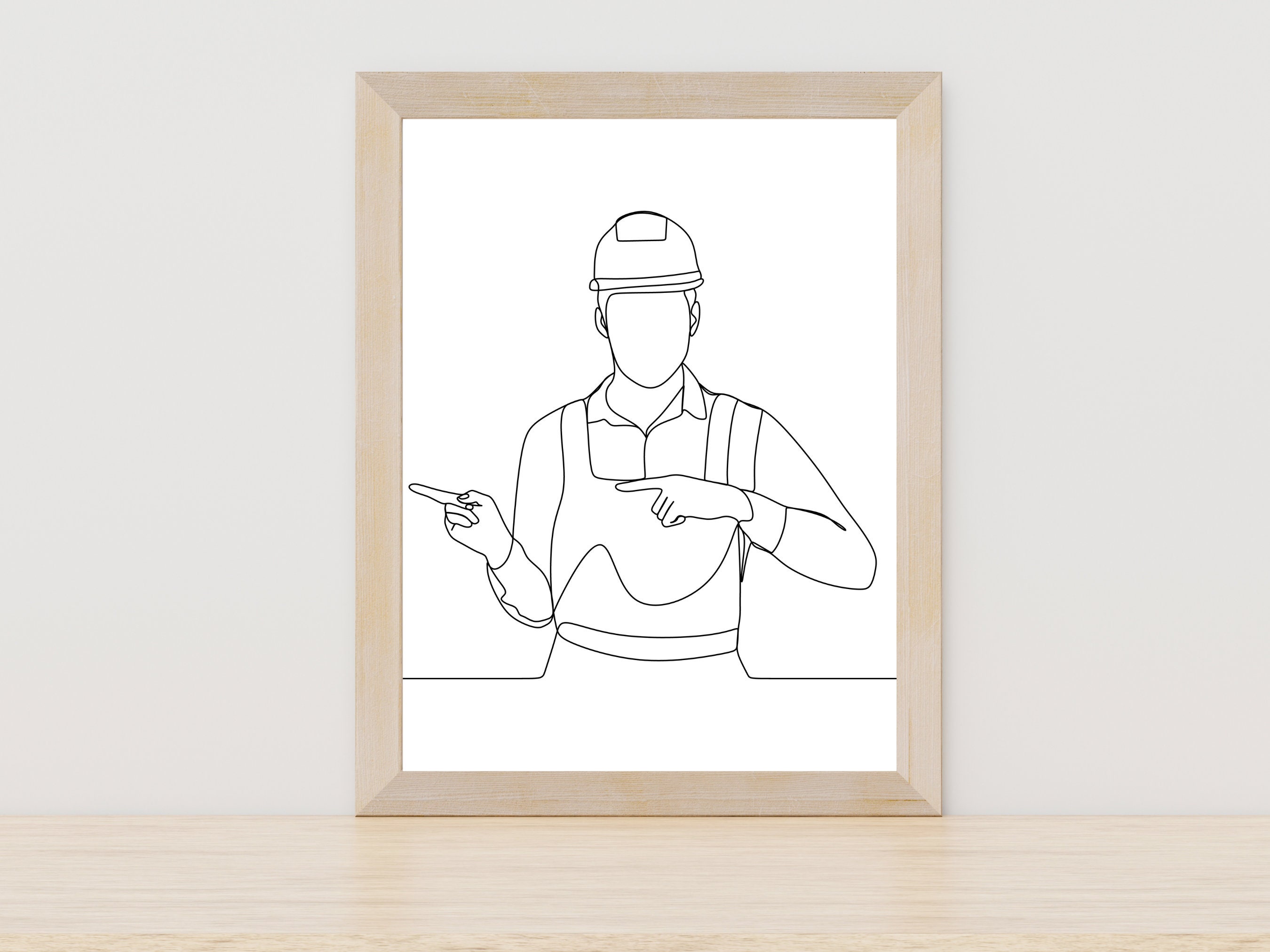 Construction Worker Line Art Occupation Line Art Builder Gifts ...