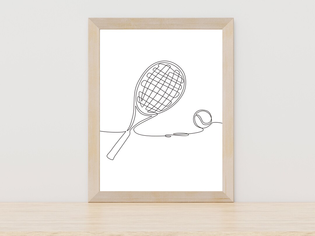 Tennis Racket and Ball Line Art, Minimalist Tennis Poster, Tennis Line ...