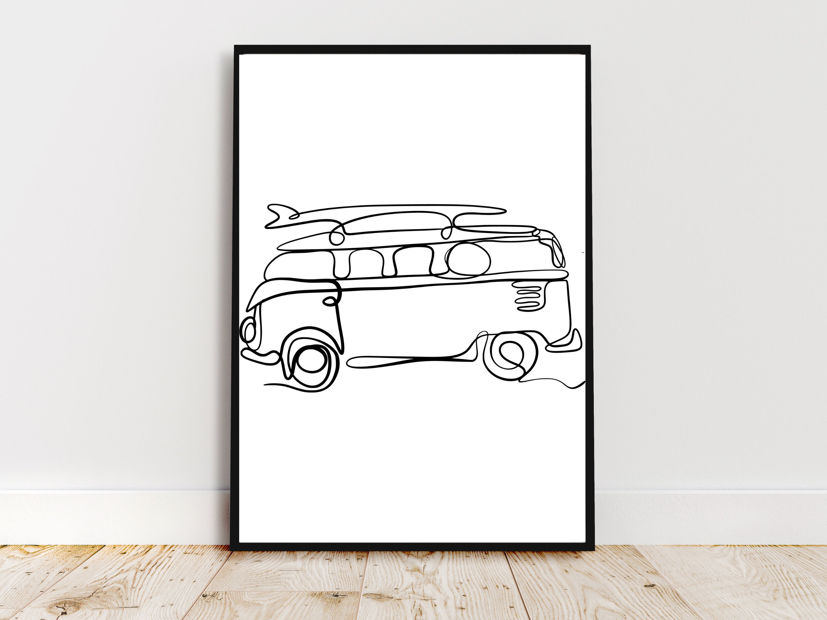 Minimalist Campervan Volkswagen Digital Print Line Art, Campervan ...