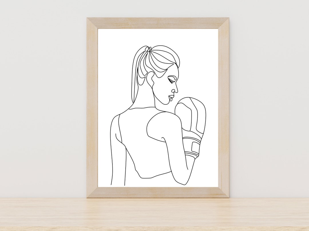 Female Boxer Line Art Boxing One Line Drawing Boxer Poster Digital ...
