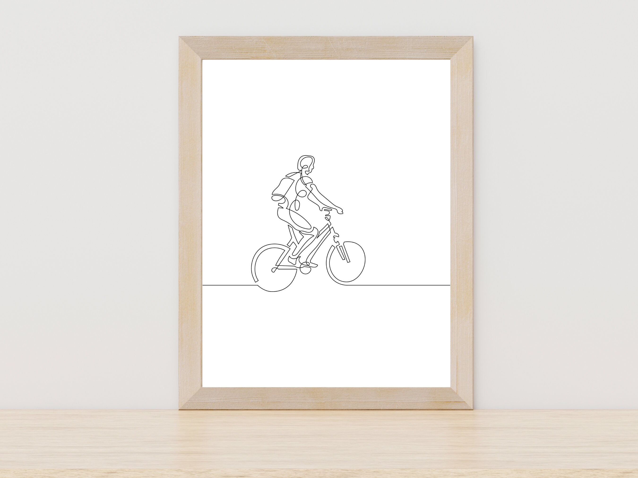 Minimalist Bicycle Line Art, Bike Print, Sport Printable, Cyclist ...