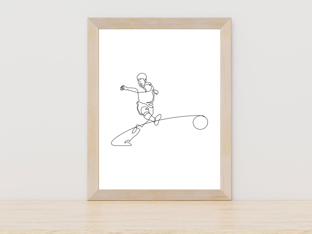 Minimalist Football Line Art, Soccer Sport, Soccer Ball Wall Art Print ...