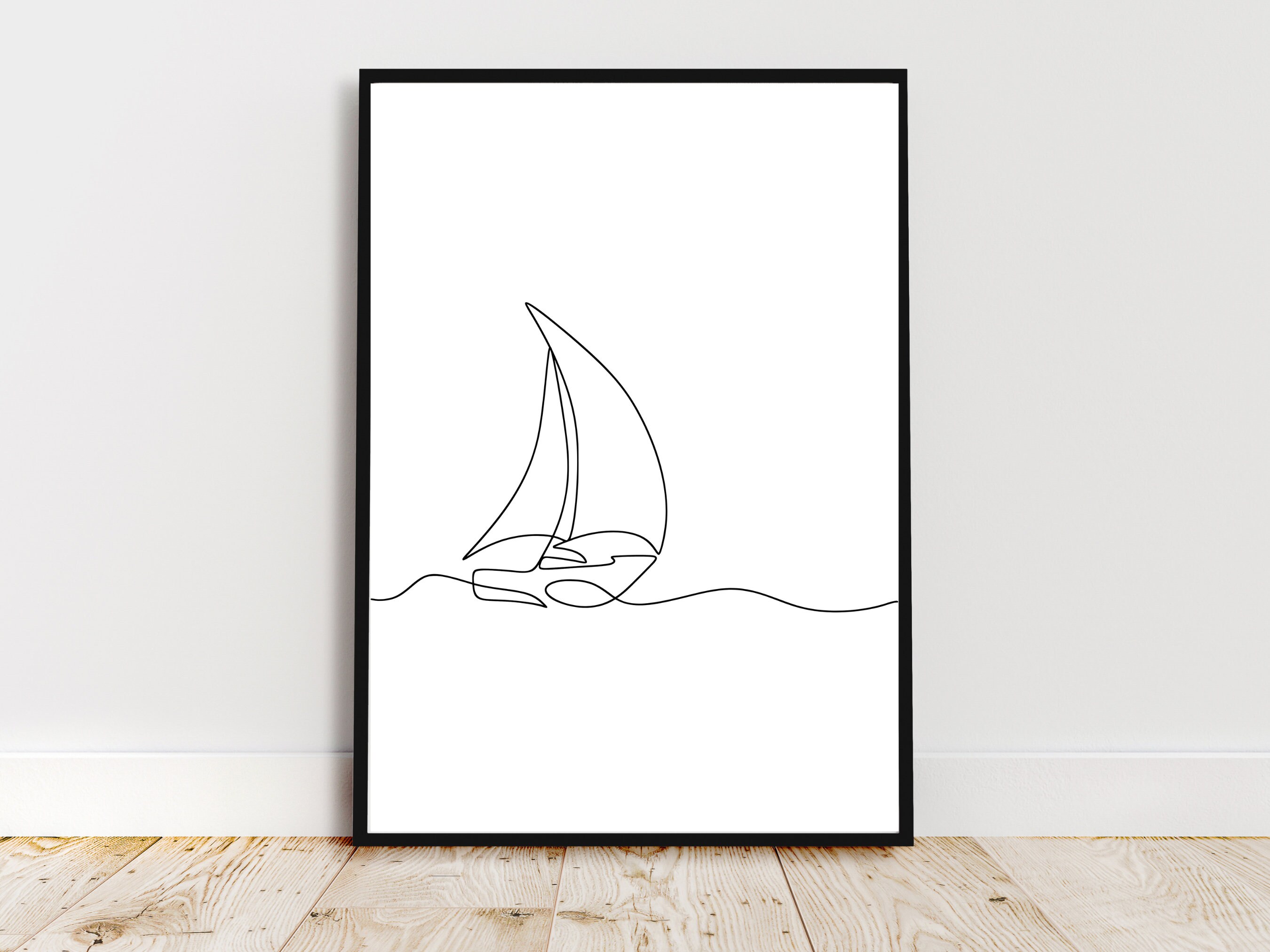 Sailboat Line Art Sailing Line Art Sailboat Abstract Print ...