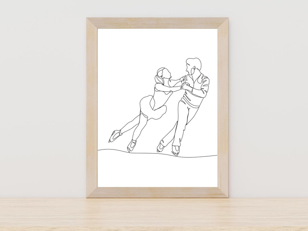 Ice Skaters One Line Art, Figure Skating Wall Art, Ice Skating Drawing ...