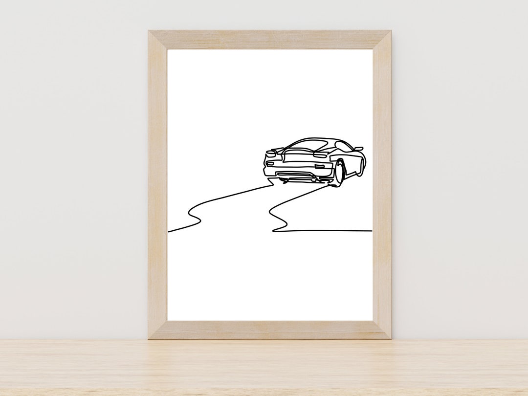 Sports Car Line Art Car Printable Wall Art Minimalist Line Drawing ...