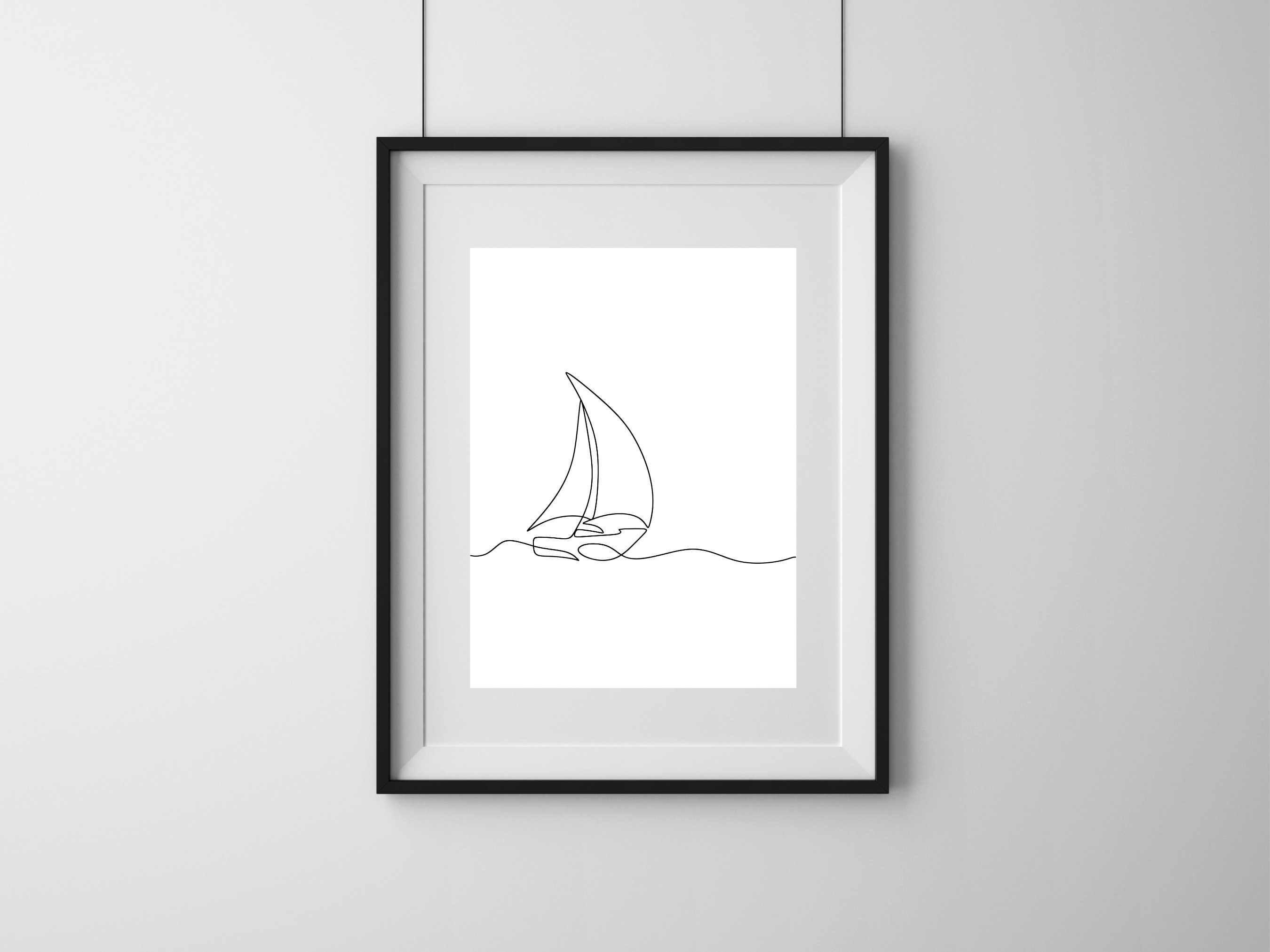 Sailboat Line Art Sailing Line Art Sailboat Abstract Print ...