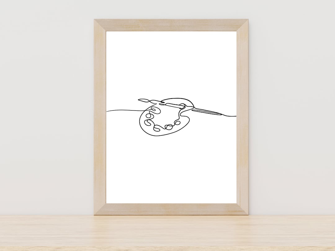 Minimalist Painting Pallet Line Art, Brush Prints, Painter Line Art ...