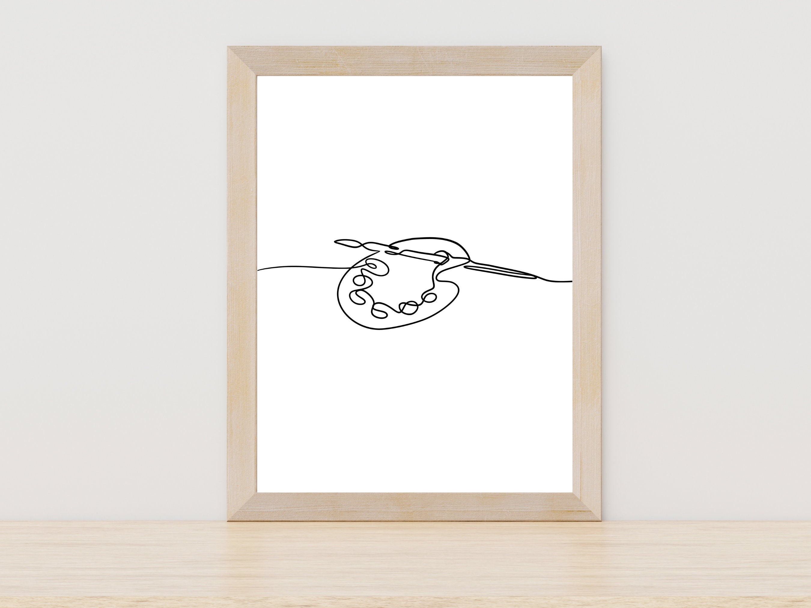 Minimalist Painting Pallet Line Art, Brush Prints, Painter Line Art ...