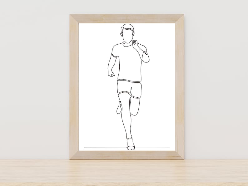 Minimalist Running Line Art Runner Line Art Run Wall Art Print Sport ...