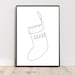 Christmas Stocking Line Art Minimal Christmas Wall Art - Etsy