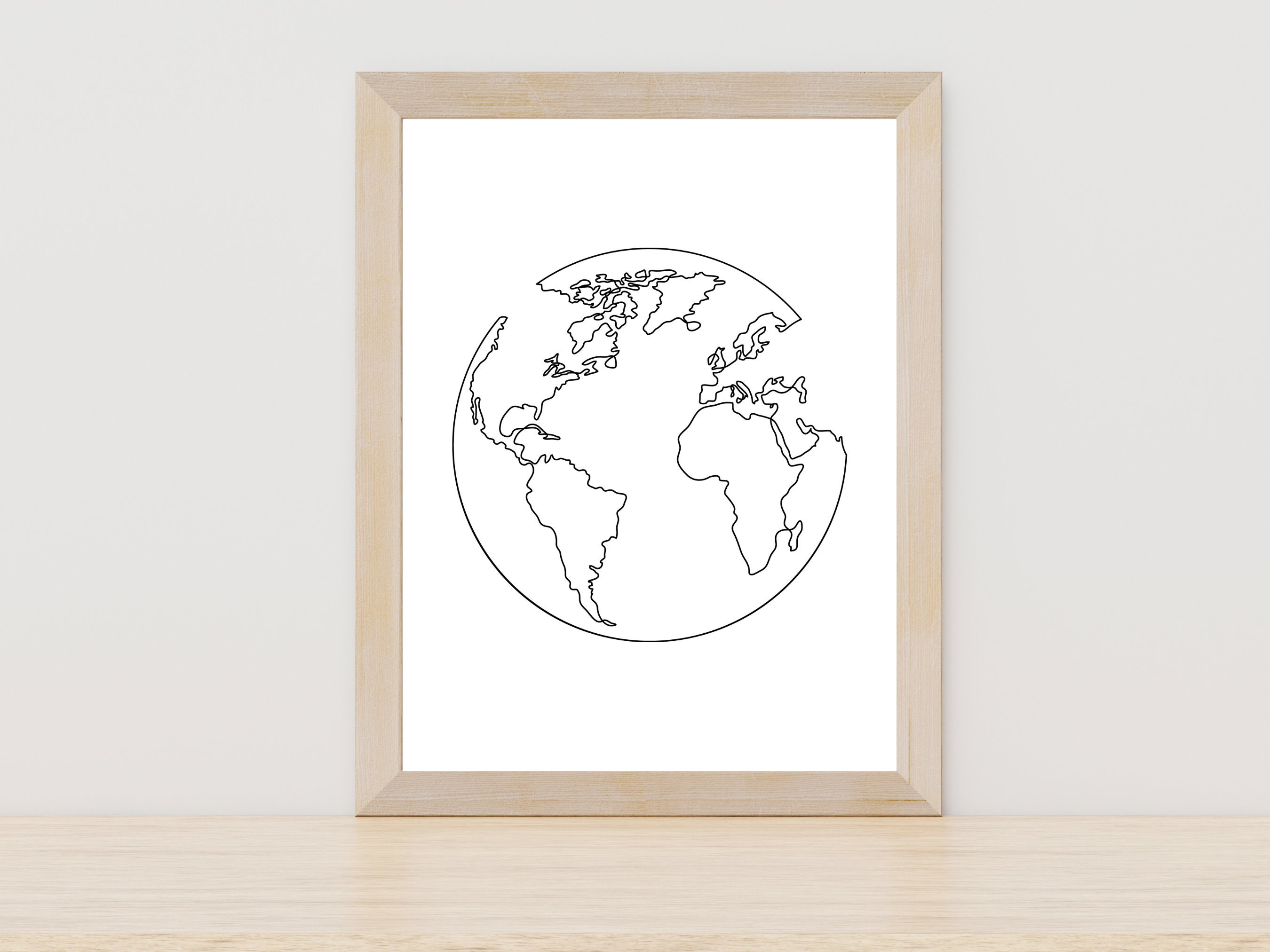 World Map Print Travel Line Drawing Minimalist World Globe - Etsy