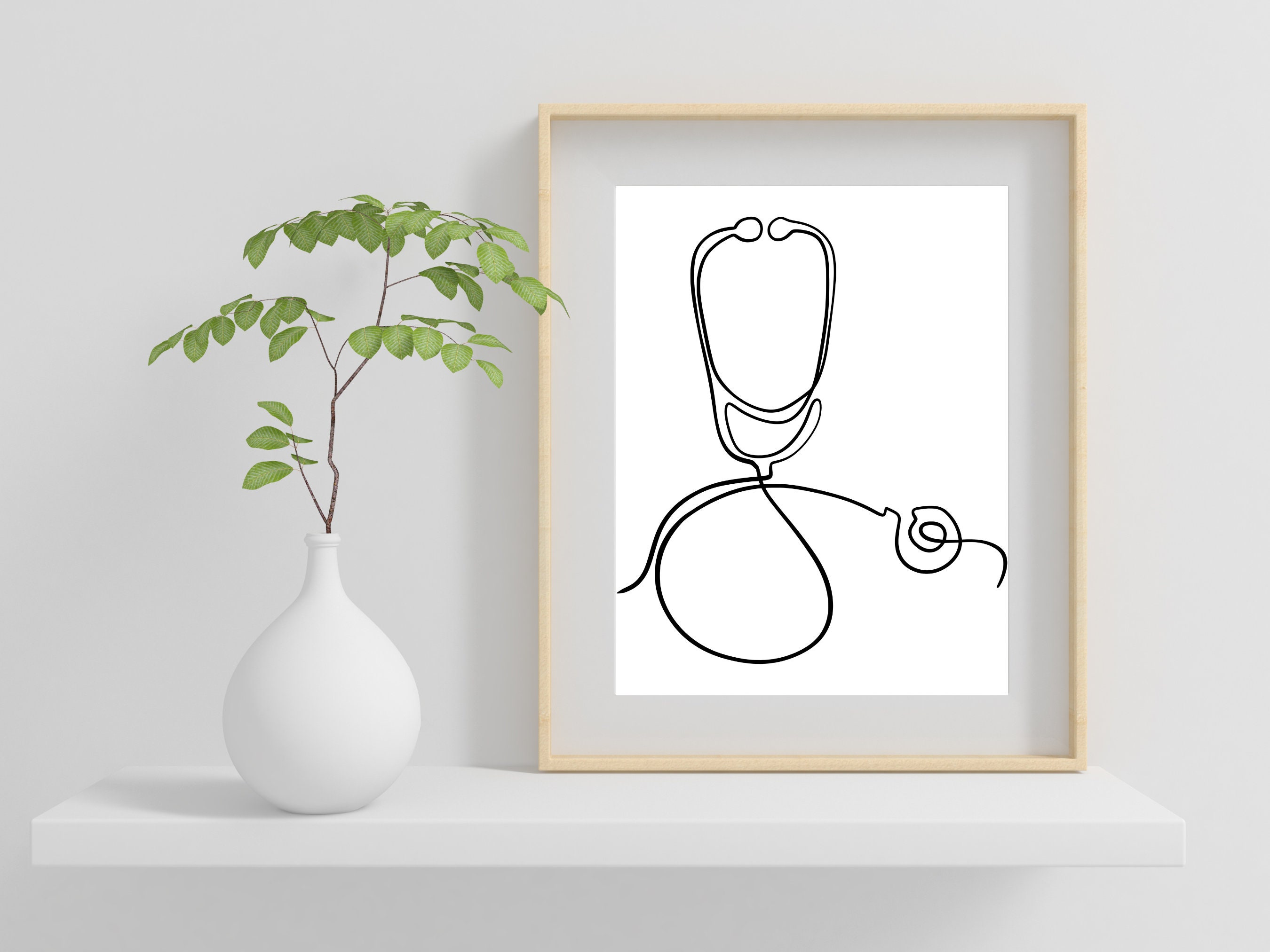 Minimalist Stethoscope Line Art, Physician Poster, Doctors Office Wall ...