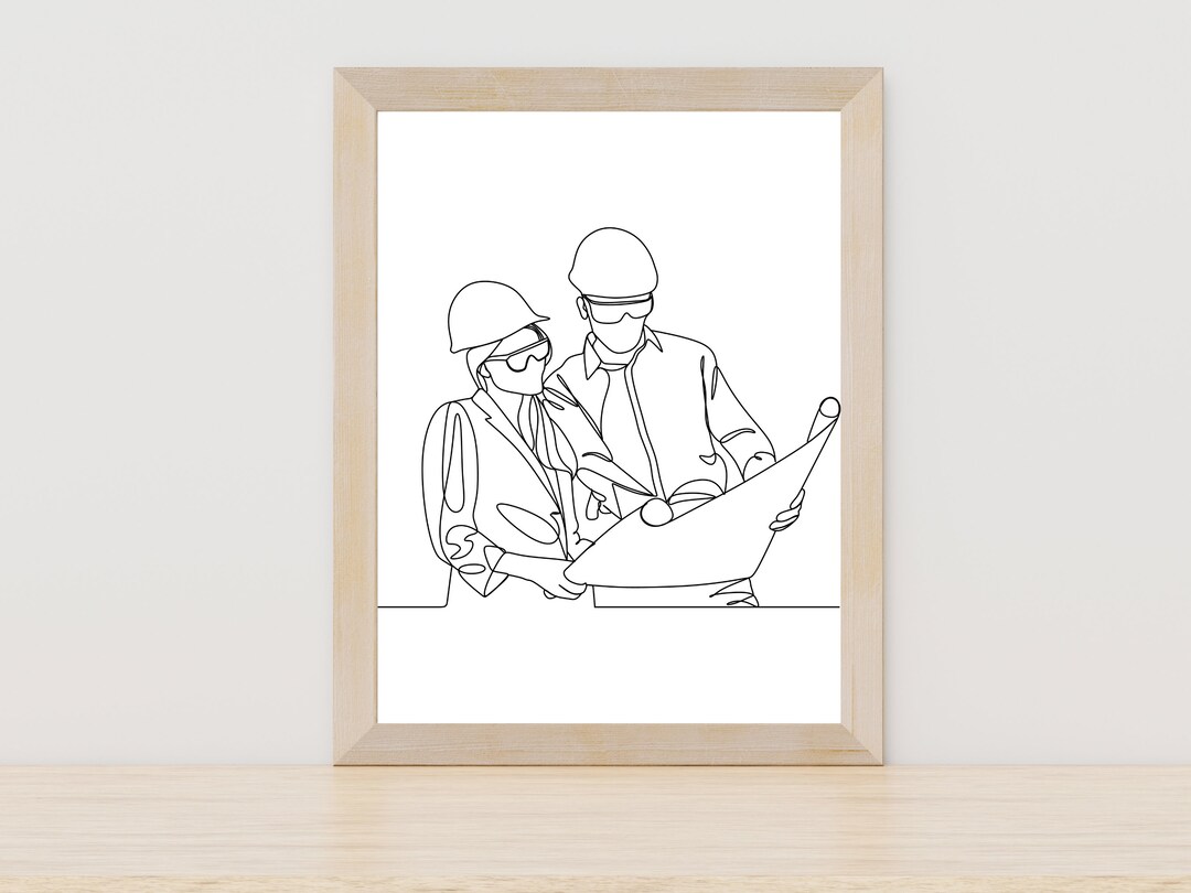 Architect Line Art Architect Wall Art Gift for Architect Art Print ...