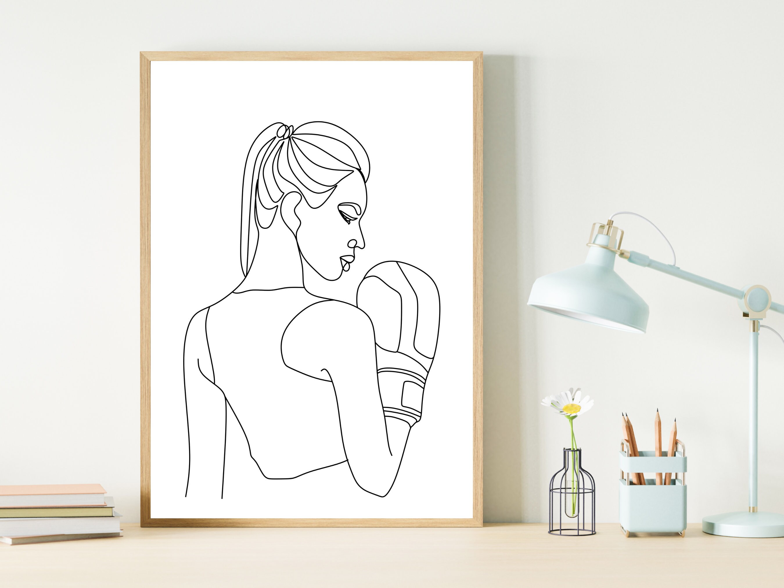 Female Boxer Line Art Boxing One Line Drawing Boxer Poster - Etsy