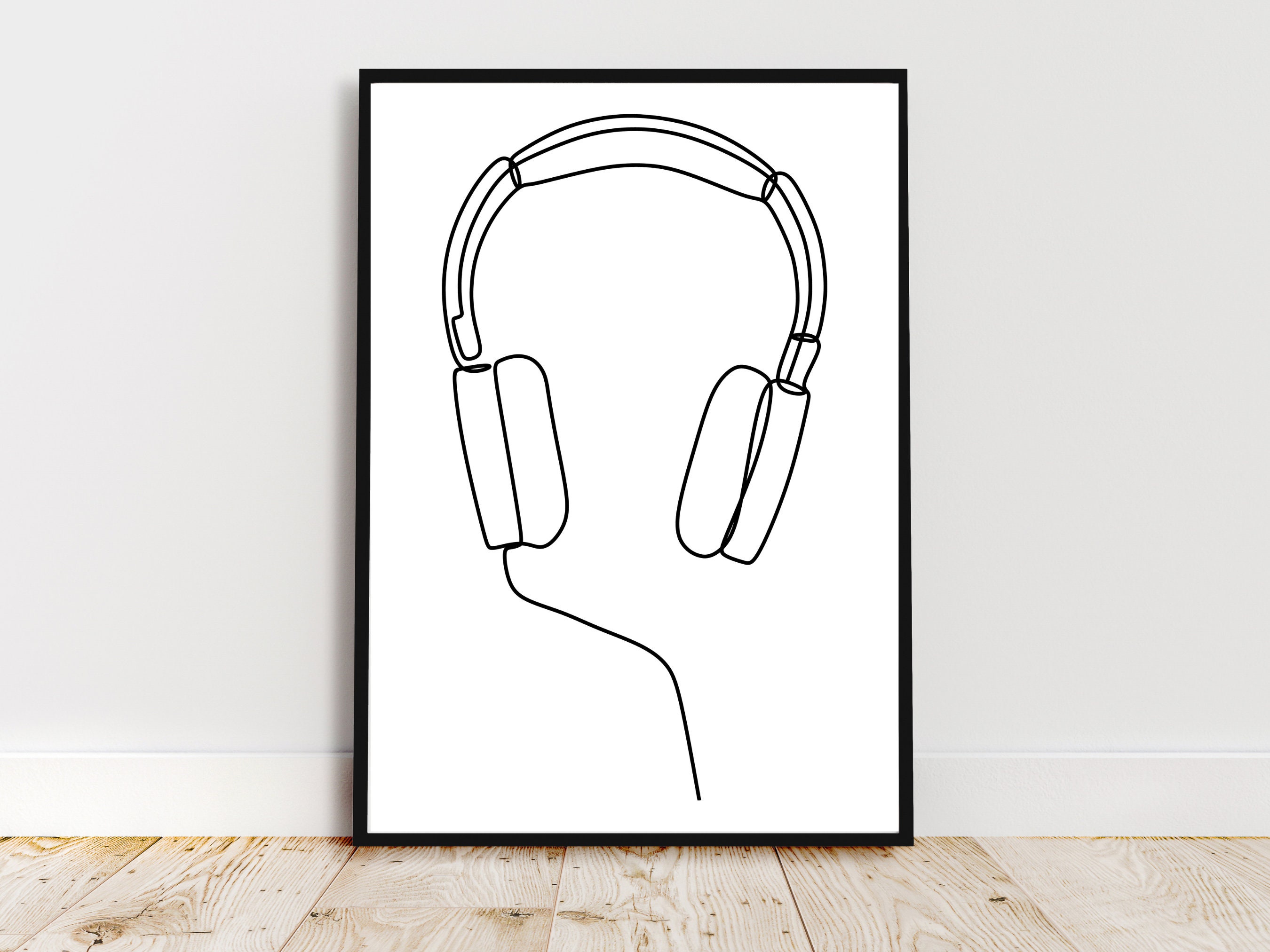 Headphones Line Art Headphones Wall Art DJ Poster Music Lover Print ...