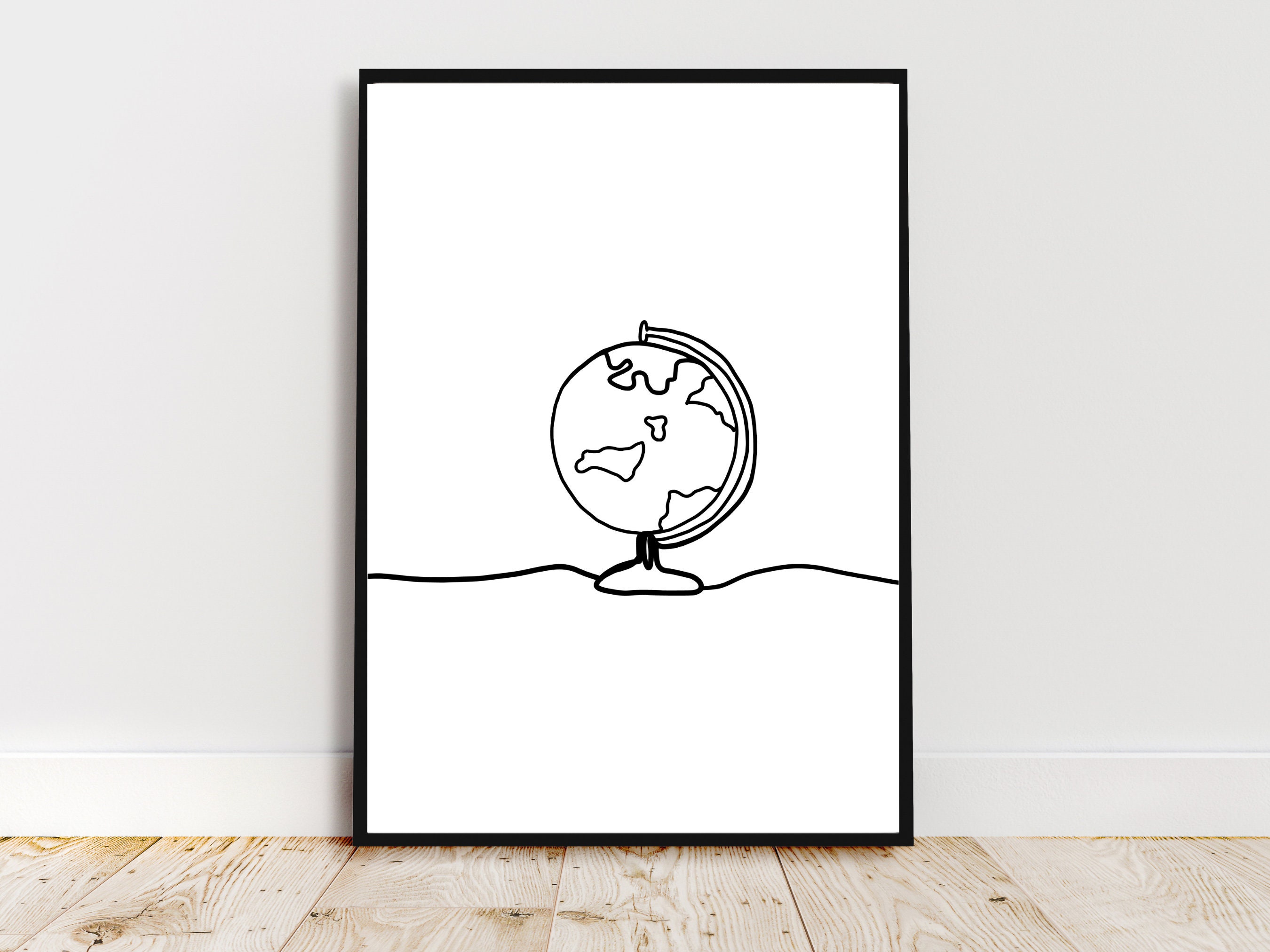 Globe Continuous Line Drawing, World Drawing, World Map Line Art, Globe ...