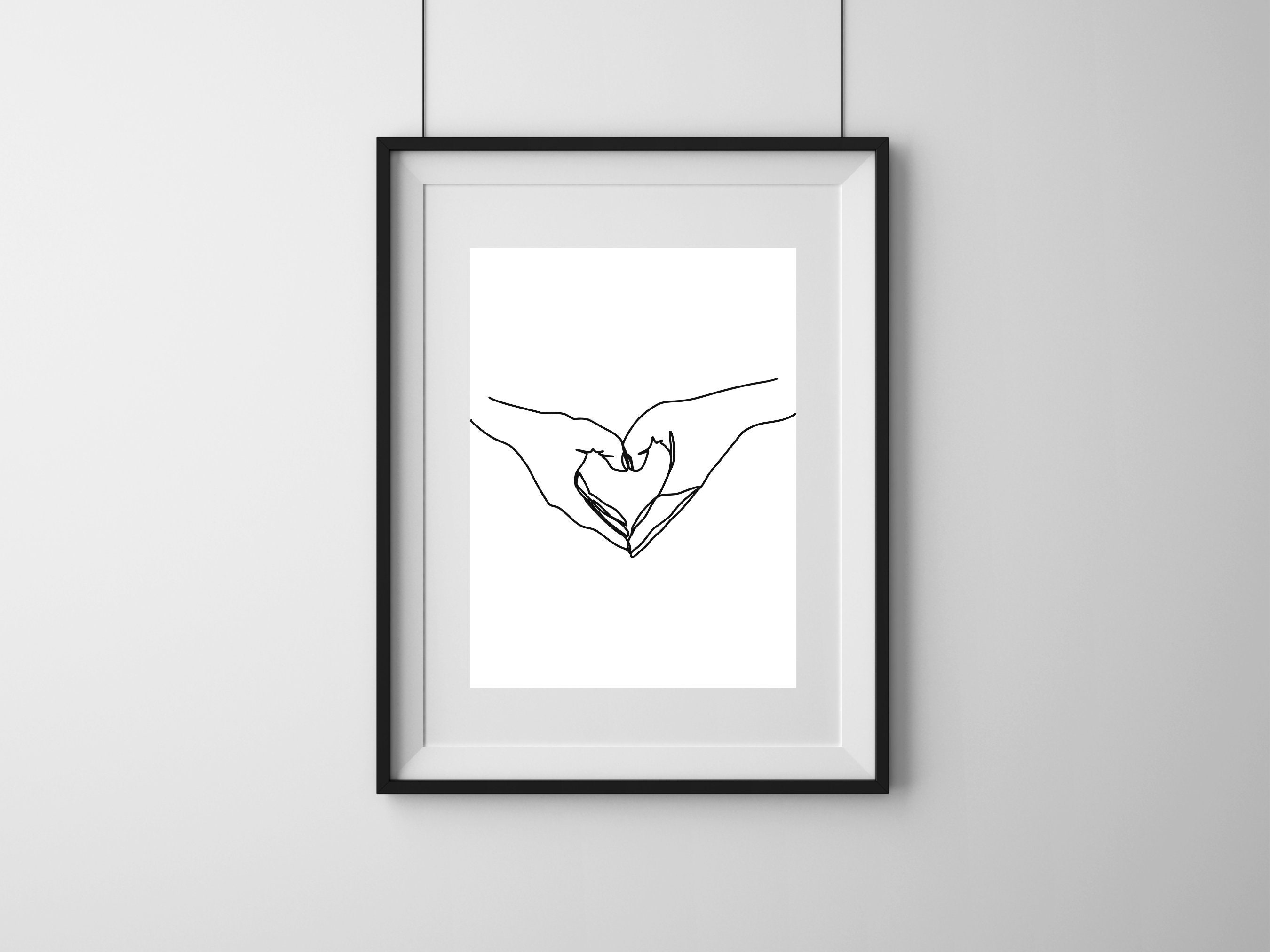 Hands in Heart Line Art Hands Art Print Heart Hands Print - Etsy