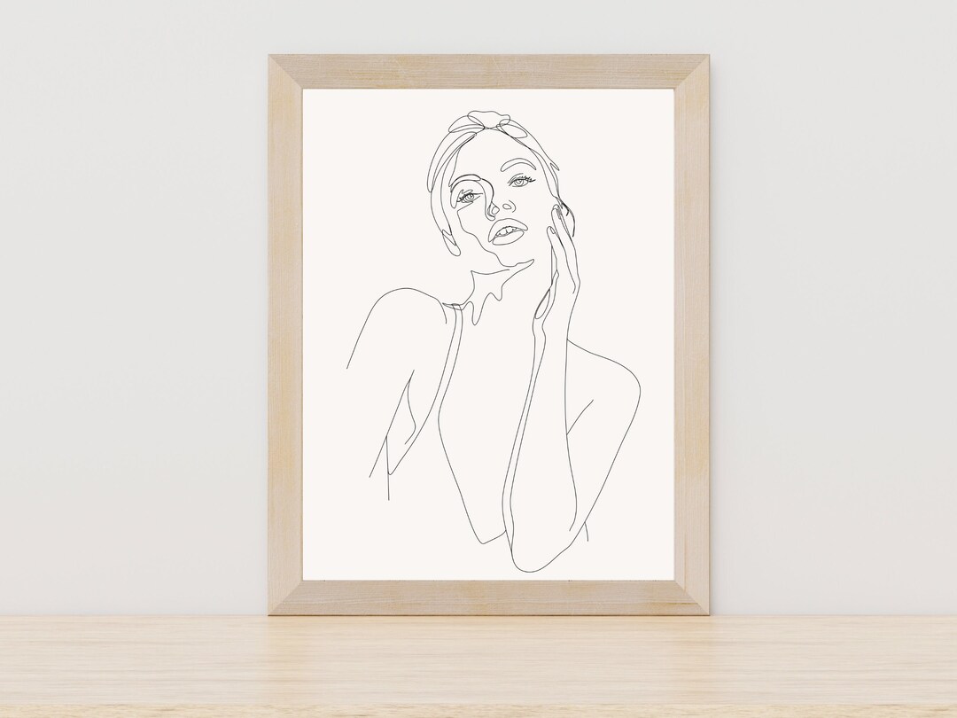 Minimalist Female Line Art Drawing, Woman Line Art Print, Female Line ...