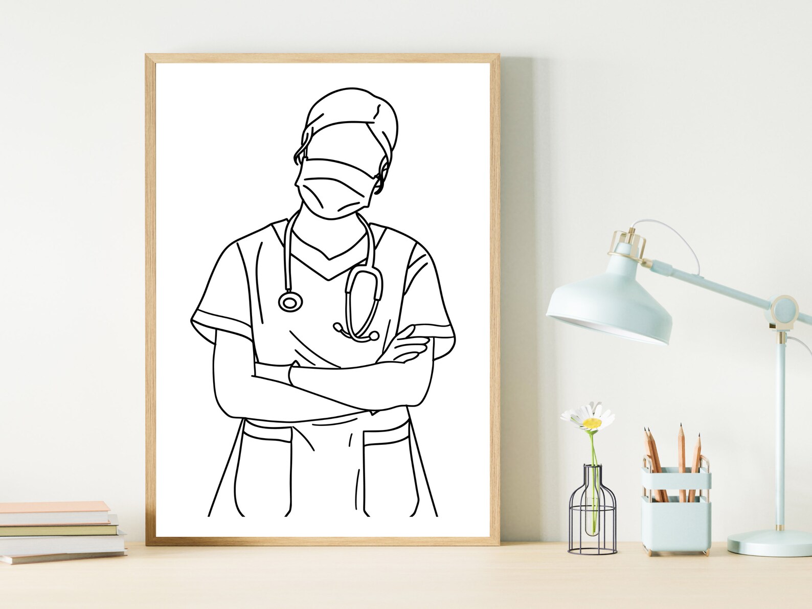 Nurse Line Art, Nursing Art, Nurse Gift, Nurse Office Decor, Nurse ...