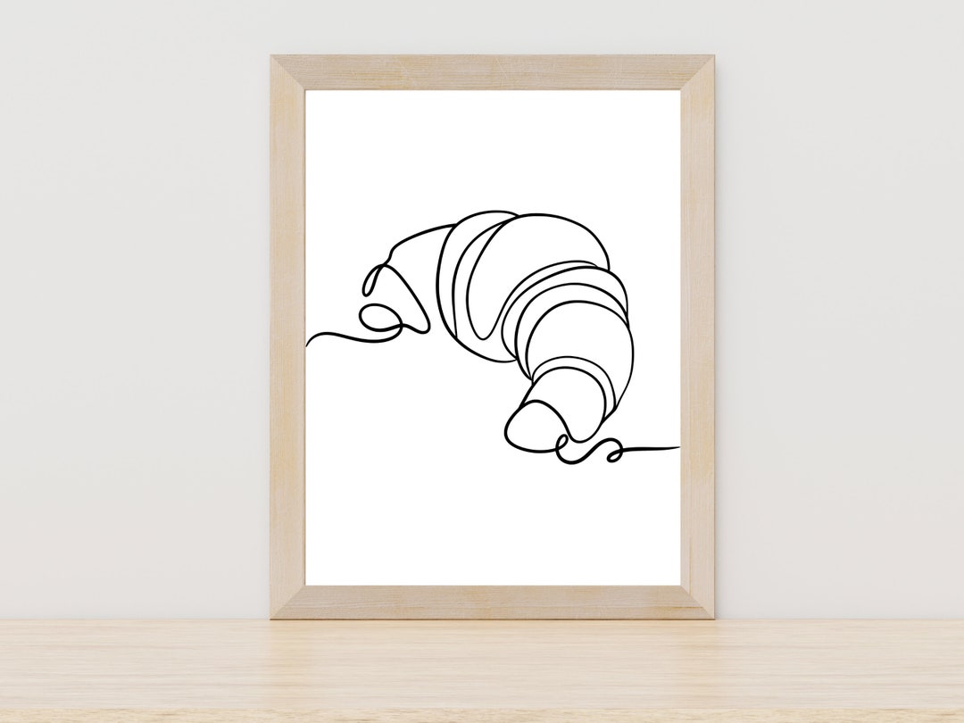 Croissant Line Art, Croissant Print, Croissant Digital Print, Kitchen ...