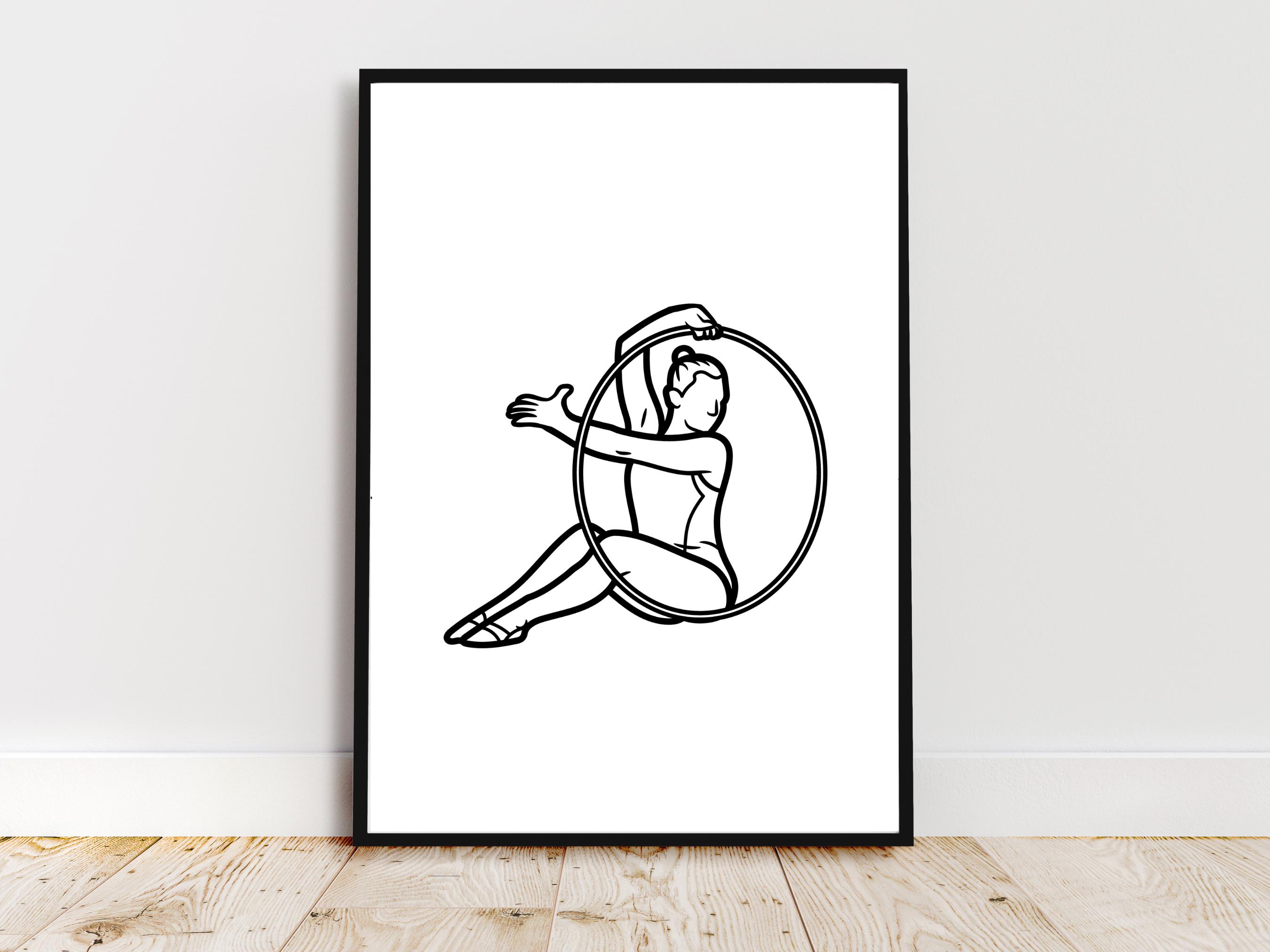 Hula Hooping Line Art, Hula Hoop Line Art, Fitness Art Print ...