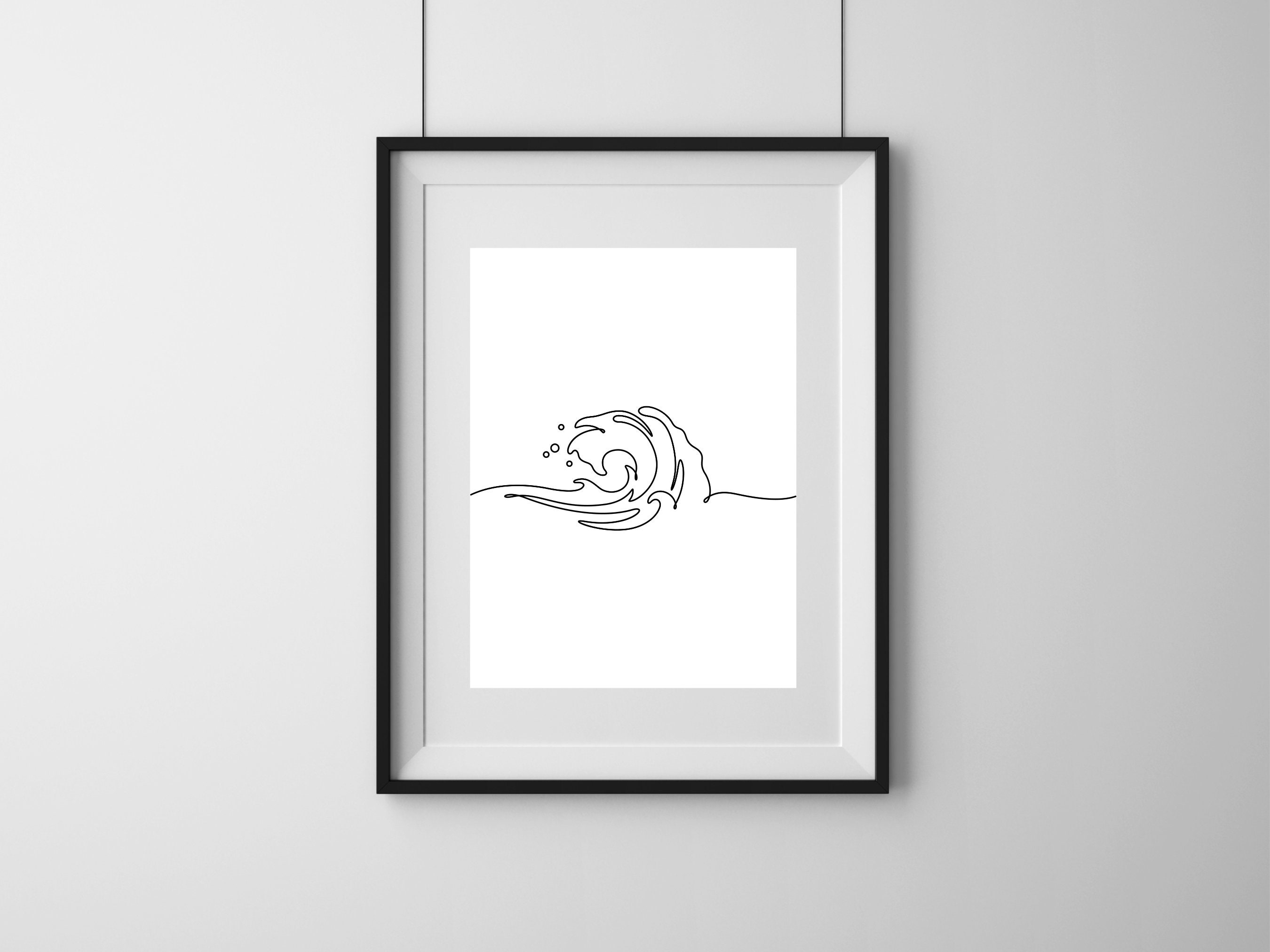 Minimalist Wave Line Art Ocean Waves Simple Sketch Ocean - Etsy Canada