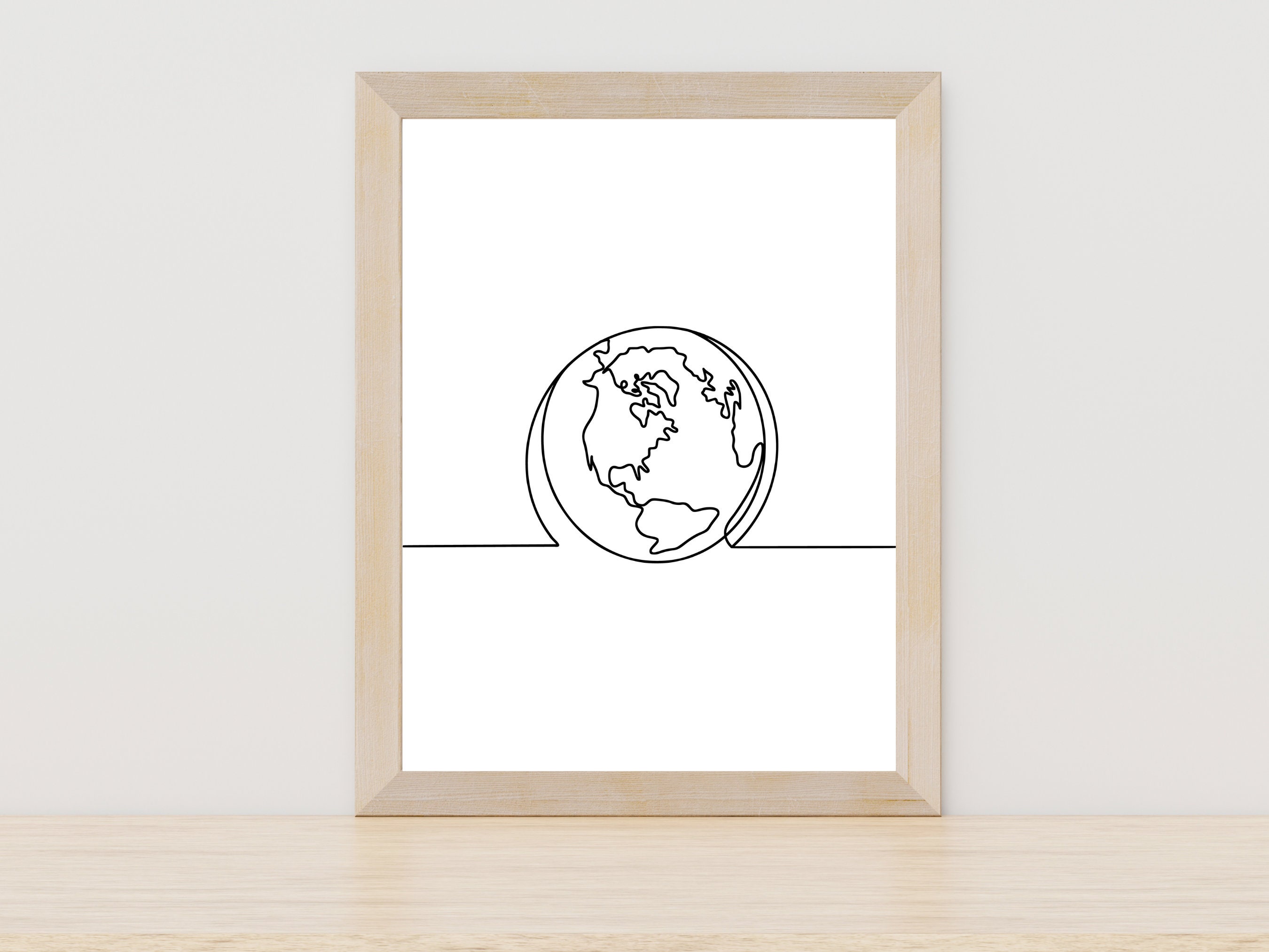 Globe Line Art World Map Line Art World Map Digital Print One Line ...