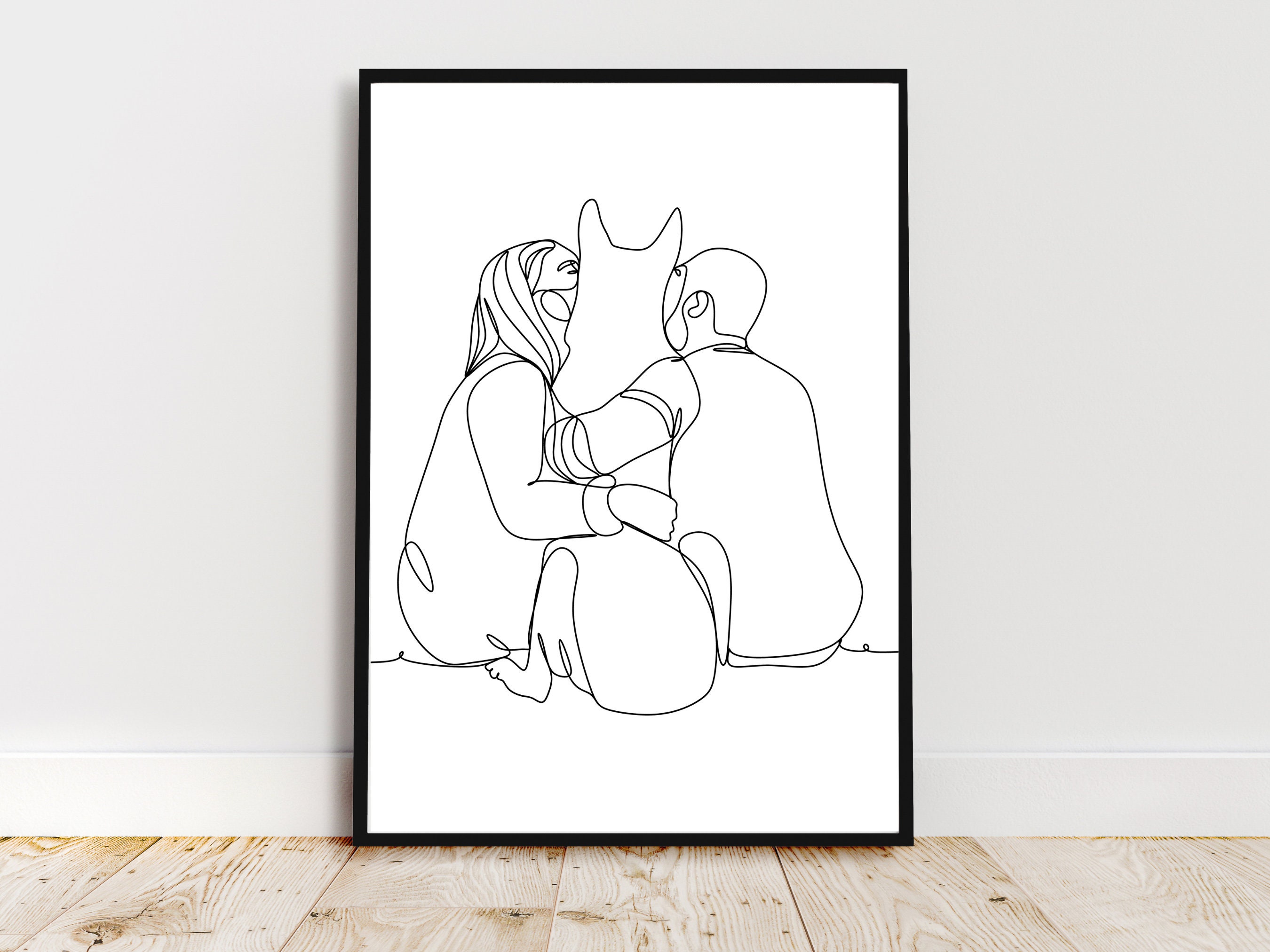 Pet Owner Line Art Family Line Art Dog Line Art Pet Line Drawing Single ...