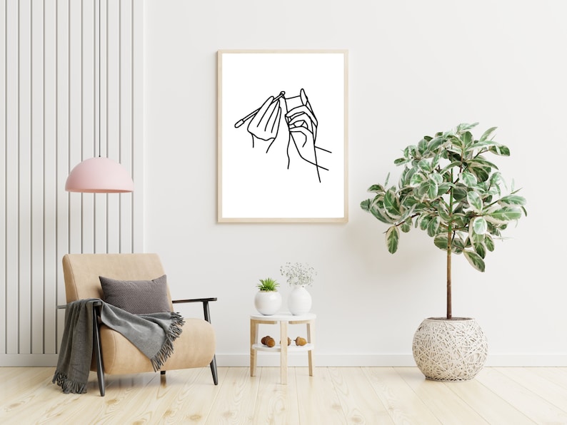Crochet Line Art Crochet Gifts Sewing Room Decor Hobby Wall - Etsy