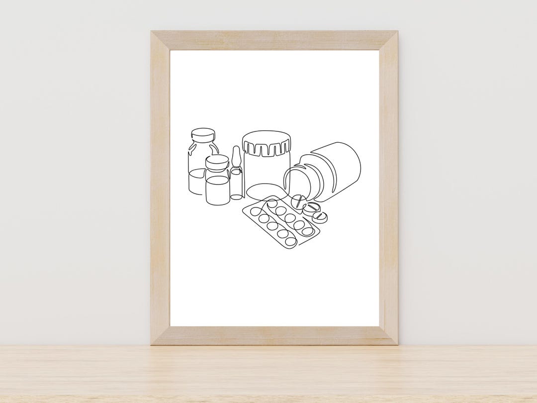 Medication Line Art, Medicine Sketch - Etsy