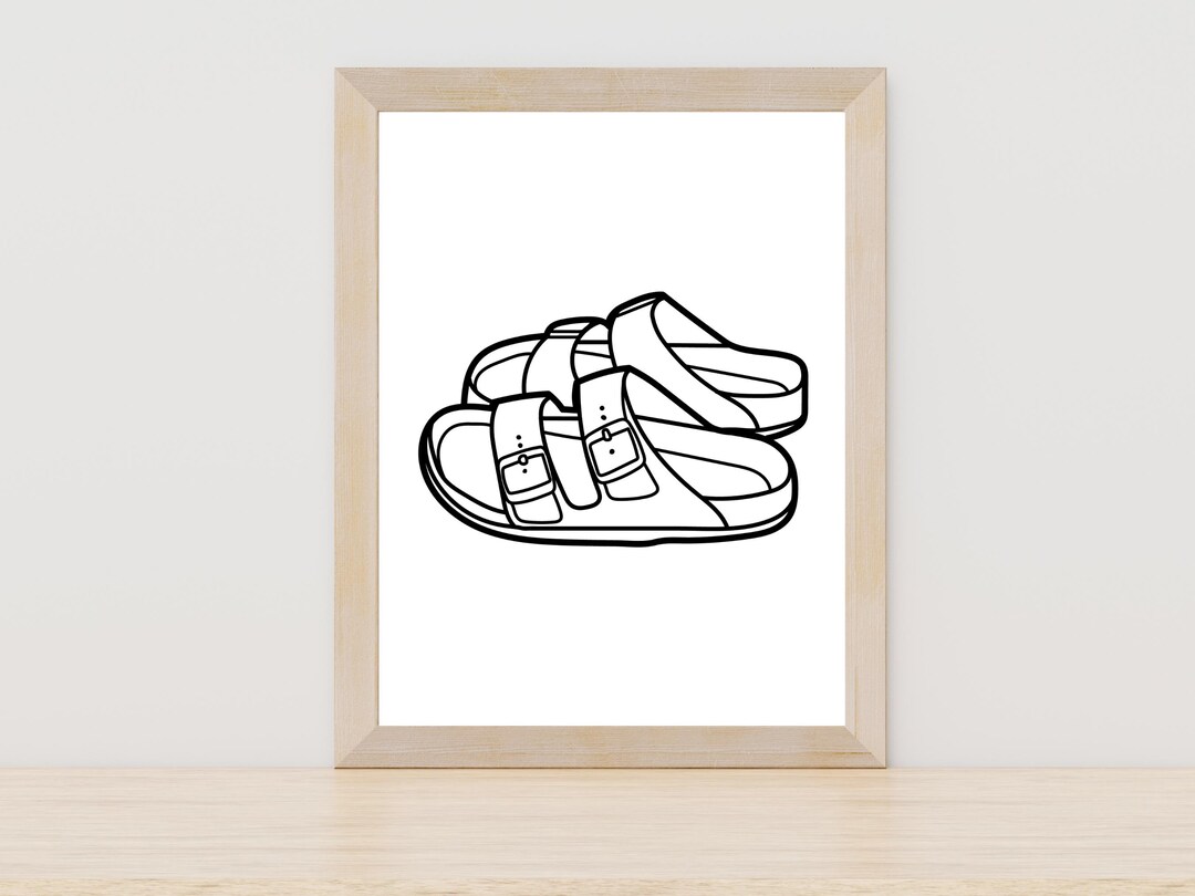 Birkenstocks Line Art, Fashion Line Art, Fashion Wall Decor ...