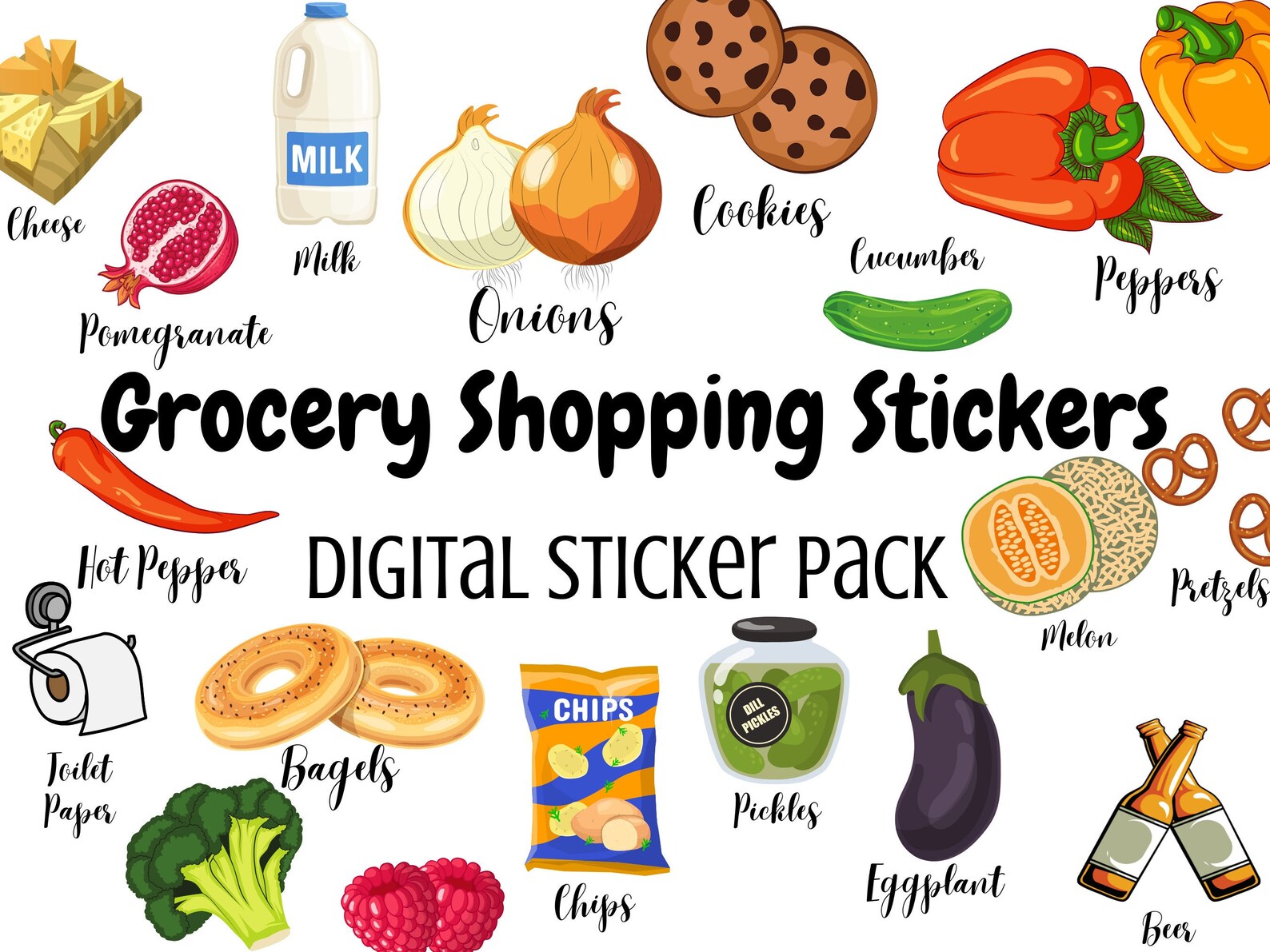 Digital Planner Stickers, Grocery Store Stickers, Goodnotes Planner ...