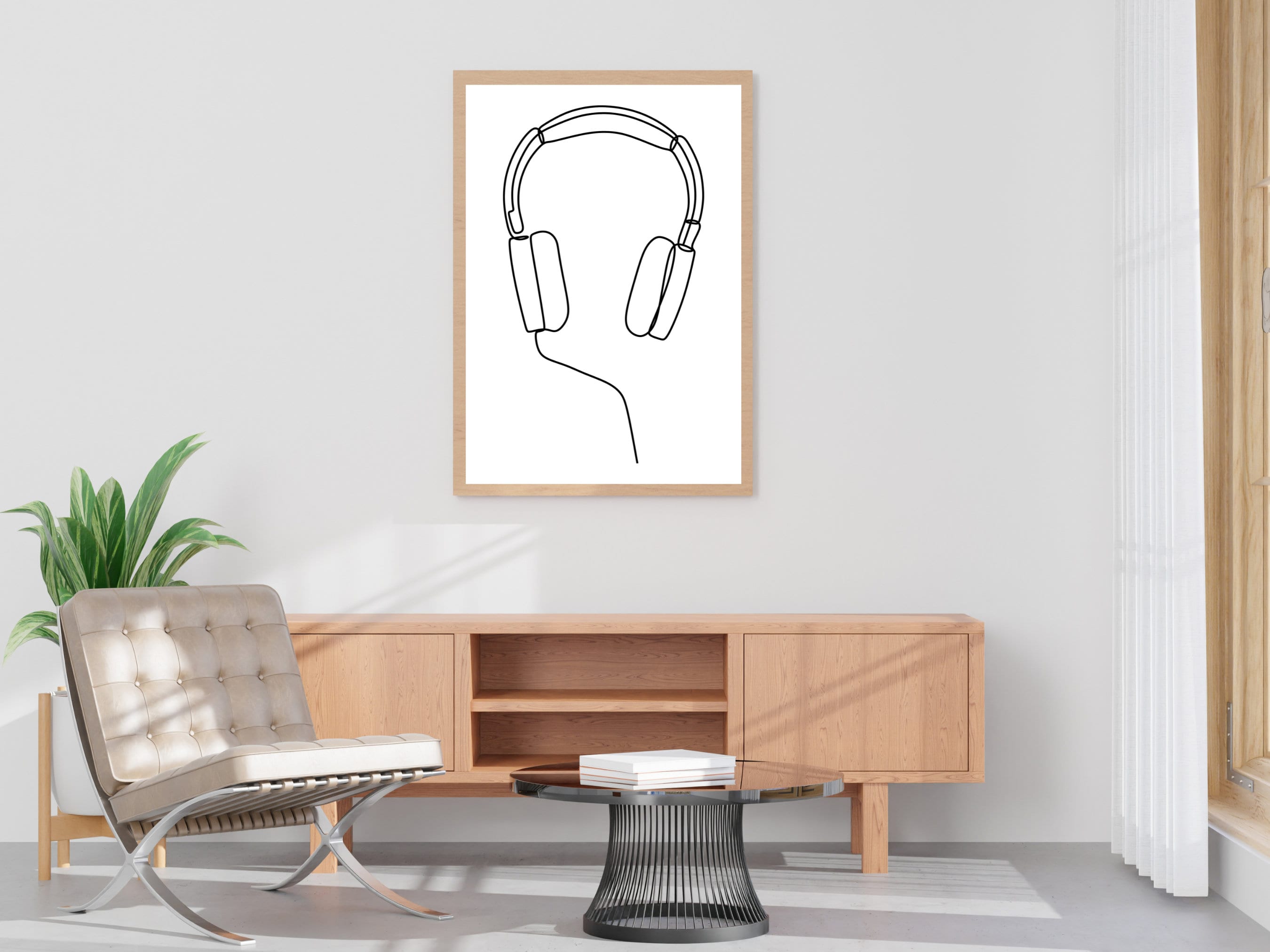 Headphones Line Art Headphones Wall Art DJ Poster Music Lover Print ...