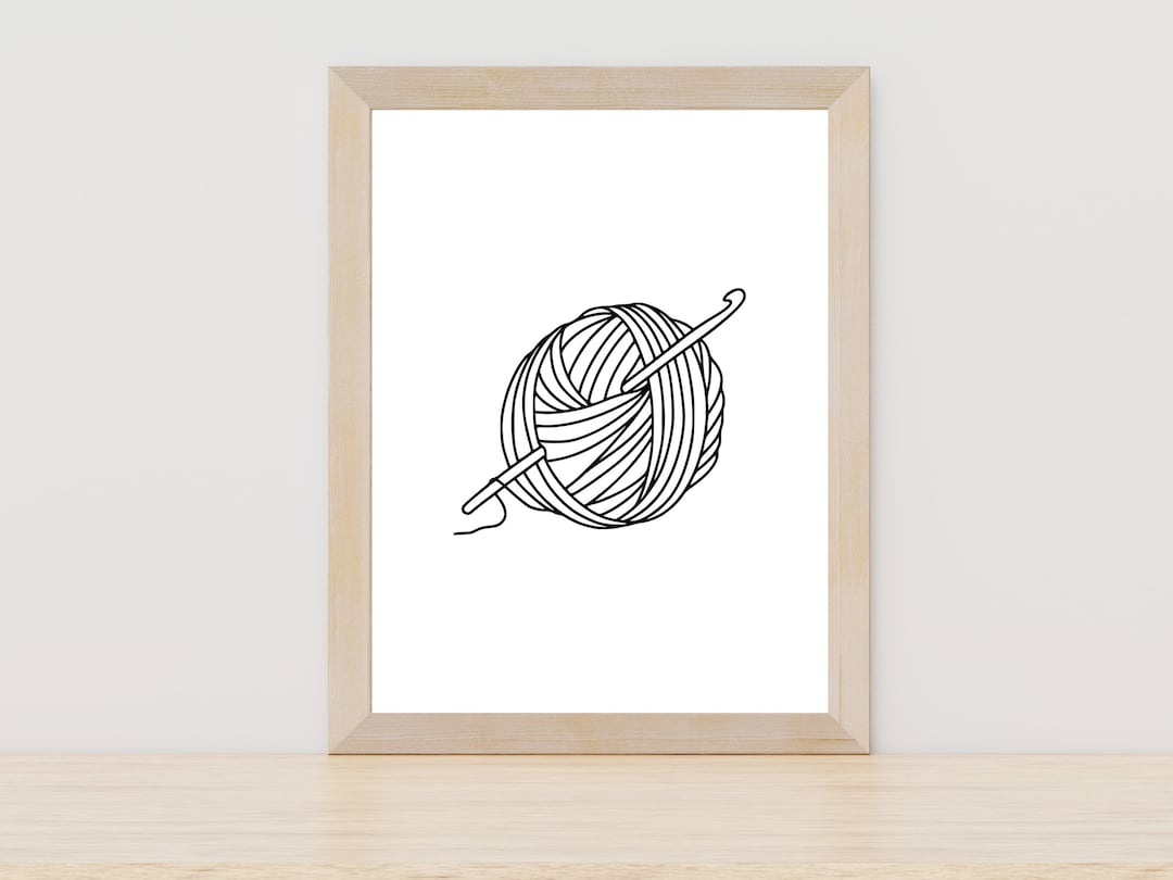 Ball of Yarn Crochet Line Art, Crochet Lover, Gift for Crochet ...