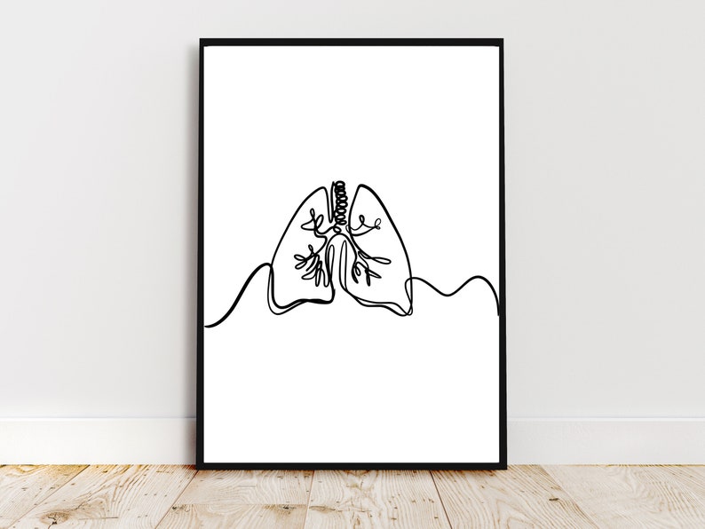 Minimalist Human Lungs Line Art, Digital Download, Anatomy Print ...